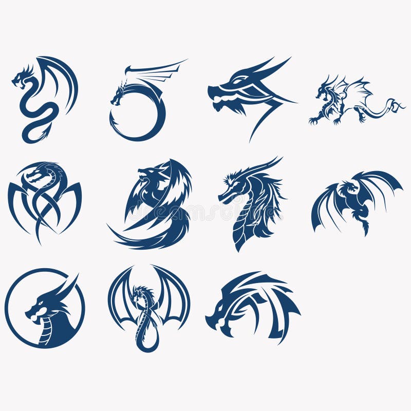 Collection of dragon logos stock vector. Illustration of symbol - 308511950