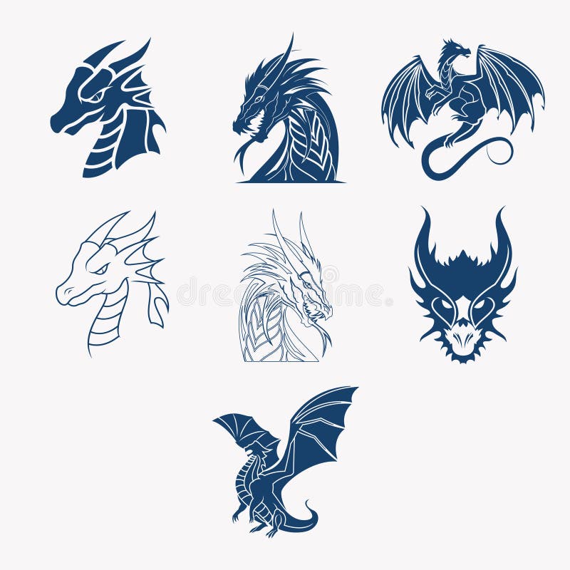 Collection of dragon logos stock vector. Illustration of emblem - 310241015