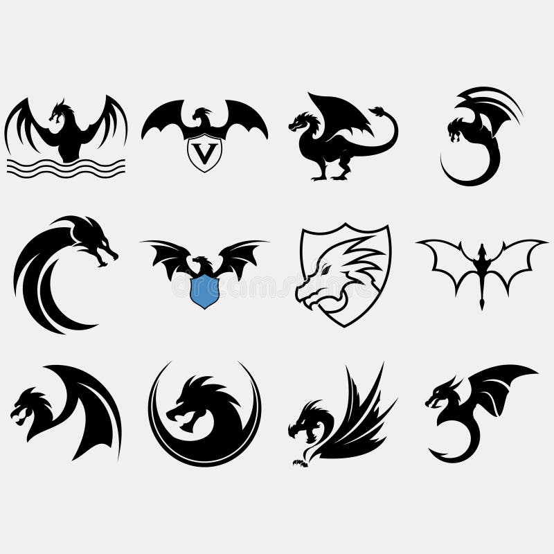 Collection of dragon logos stock vector. Illustration of wing - 310241009