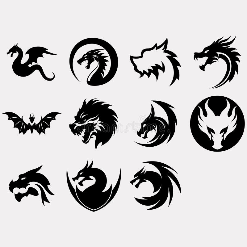 Collection of dragon logos stock vector. Illustration of zodiac - 310241010