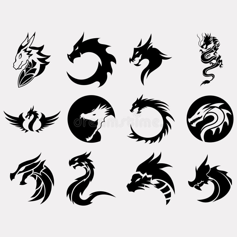 Collection of dragon logos stock vector. Illustration of emblem - 310241015
