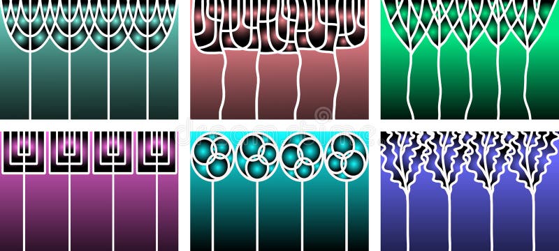 Collection of Drawings Depicting Trees. Vector Illustration with the ...