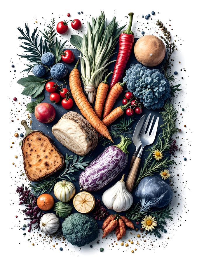 Collection of Drawn Vegetables Realistic Abstract Background Stock ...
