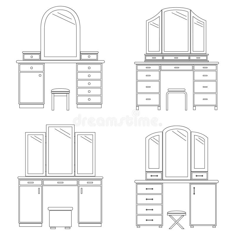 Collection of Dressing Tables, Vector Illustration Stock Vector ...