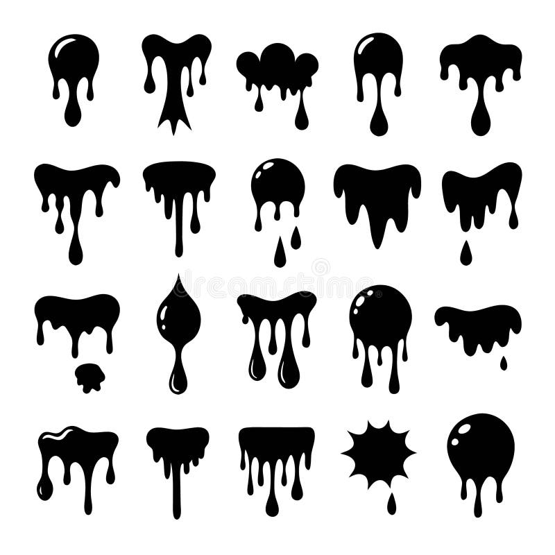 Collection of Dripping Liquid Shapes in Vector Graphics Stock Vector ...