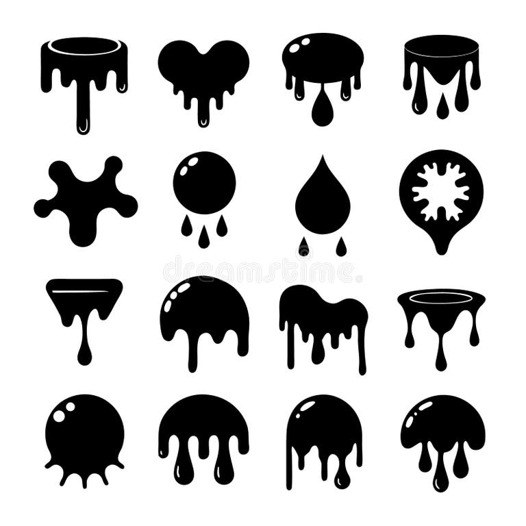 Collection of Dripping Liquid Shapes in Vector Graphics Stock Vector ...