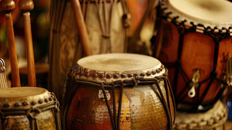 A Collection of Drums and Other Percussion Instruments Stock ...