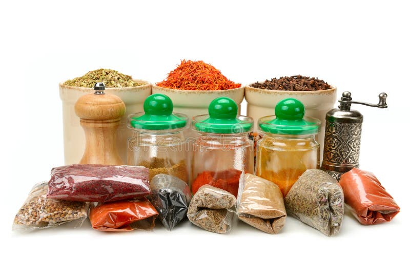 Collection dry spices stock photo. Image of grinding - 46435876