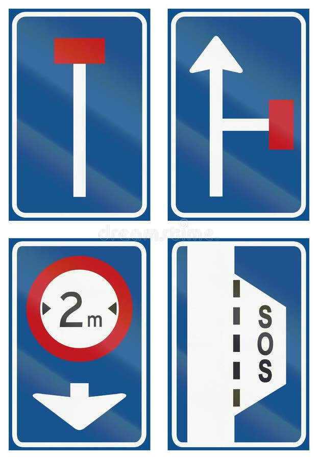 Collection of Dutch Informational Road Signs Stock Illustration ...