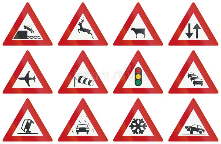 Collection of Dutch Warning Road Signs Stock Illustration ...
