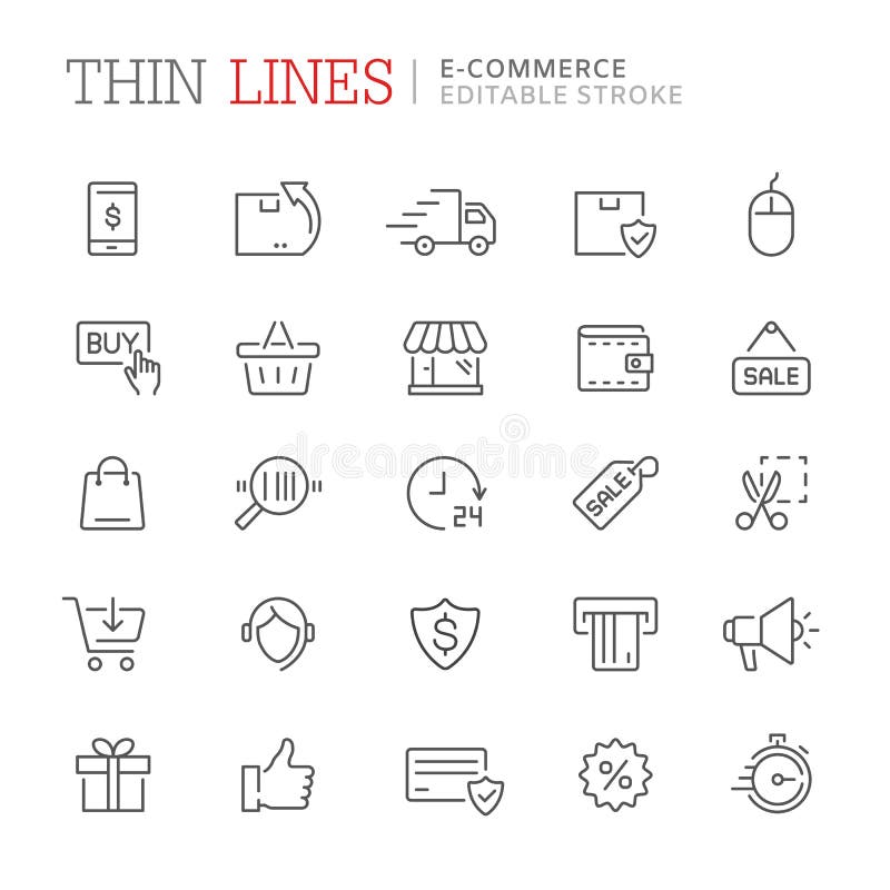 Collection of E-commerce Line Icons. Vector Eps8 Stock Vector ...