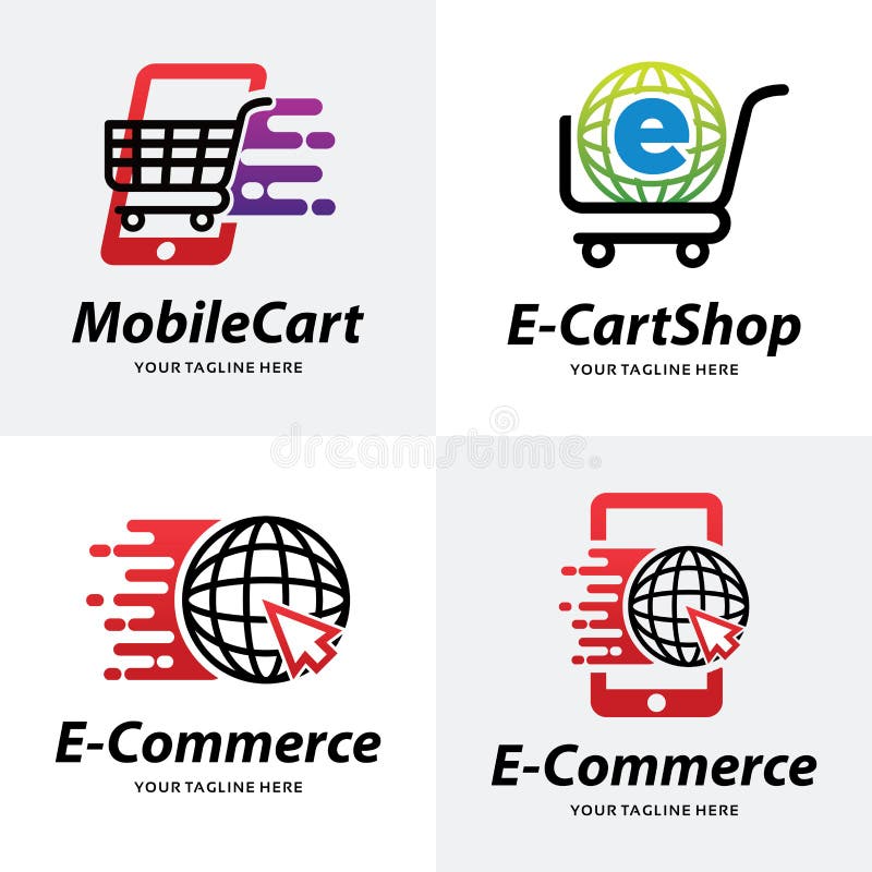 E-Commerce Logo Design Template Stock Vector - Illustration of commerce ...