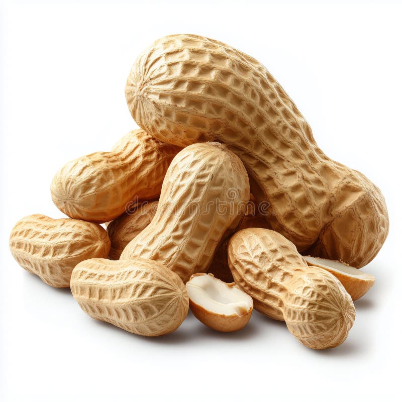 Natural and Organic Peanuts Showcased Against a Pristine White Backdrop ...