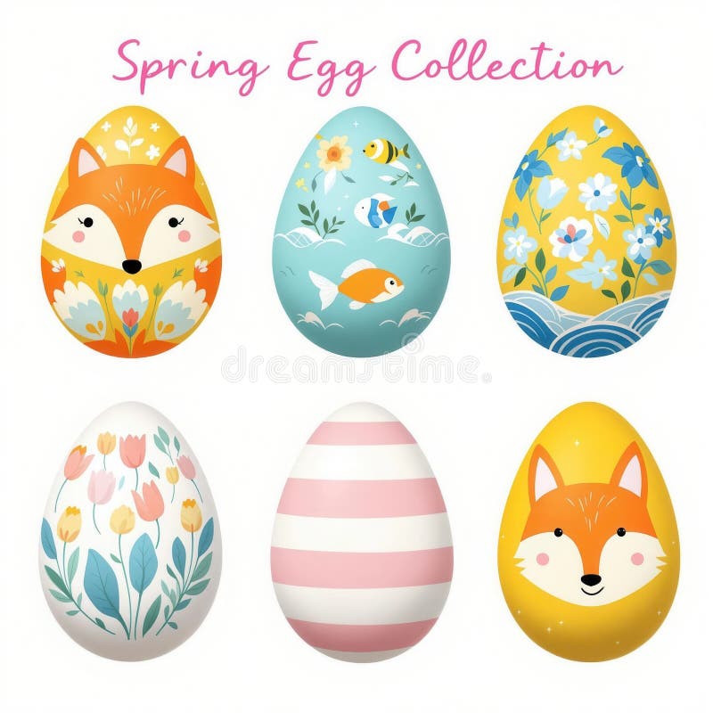A Collection of Easter Eggs with Different Designs, Including a Fox and ...