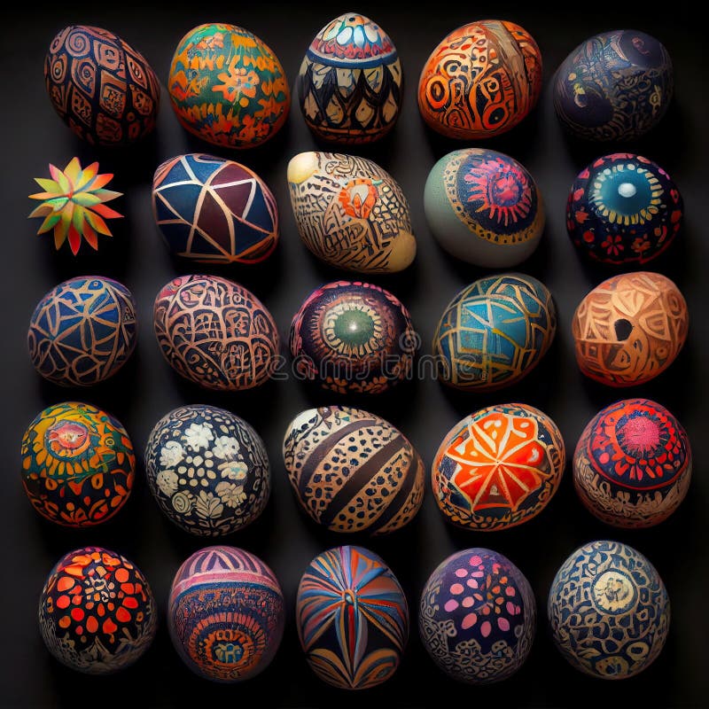 A Collection of Easter Eggs with Geometric Patterns on Stock ...