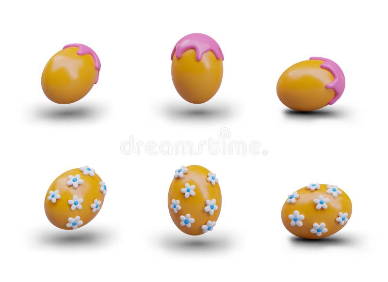 Collection of Easter Eggs, Vector Objects in Different Positions. 3D ...