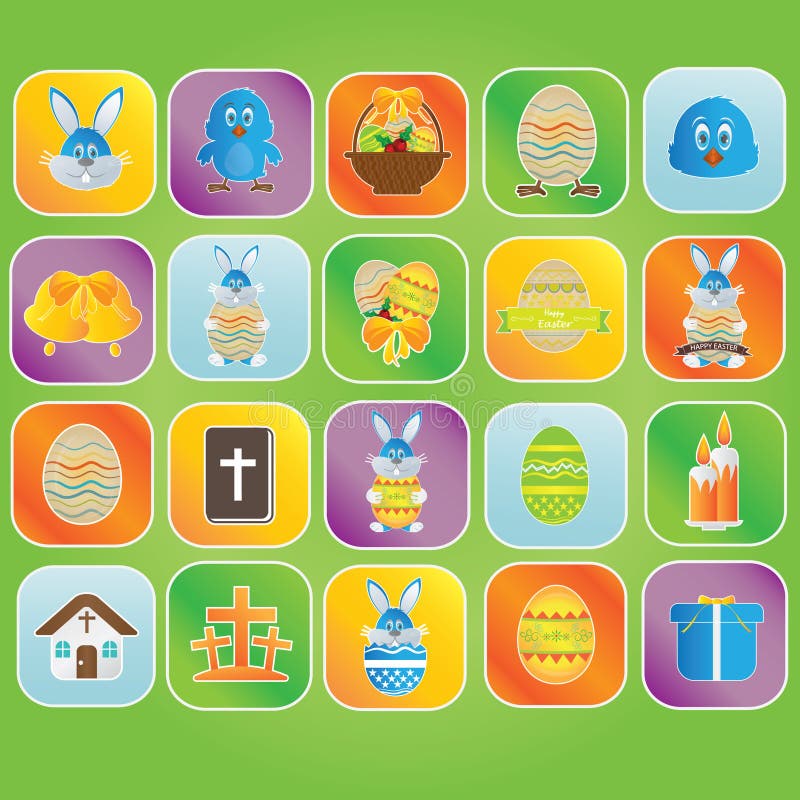 Collection of Easter Icons. Vector Illustration Decorative Design Stock ...