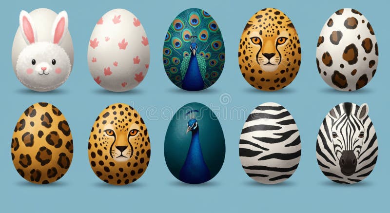 Collection of Easter-Themed Decorative Eggs with Adorable Animal ...
