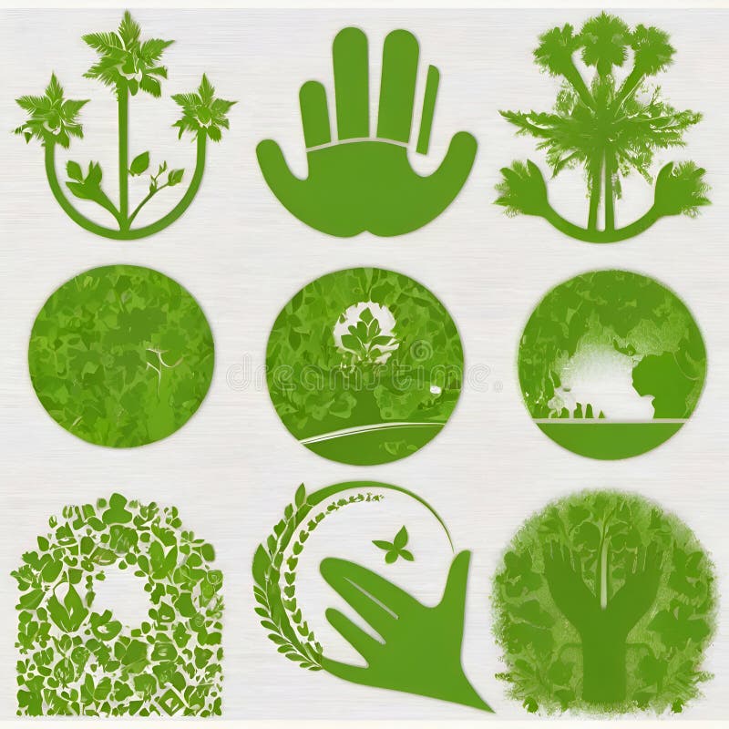 Collection of Ecological Symbols and Signs Stock Illustration ...