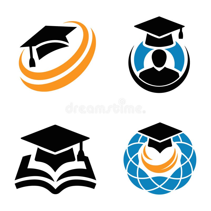 Collection of Education Logos with Graduation Caps Stock Vector ...