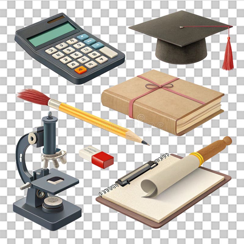 3D Realistic Education Elements Set Stock Illustration - Illustration ...