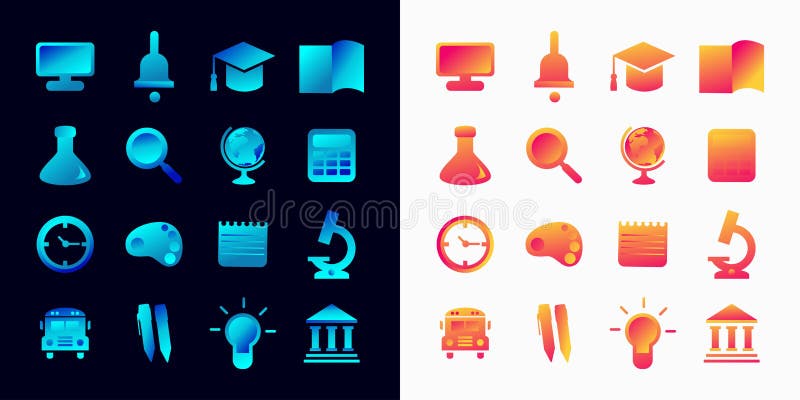 Collection of Educational Icons with Gradient Colors Stock Vector ...