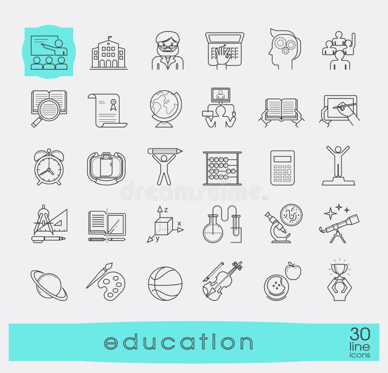 Online Education Line Icon Set. Included the Icons As Graduated, Books ...