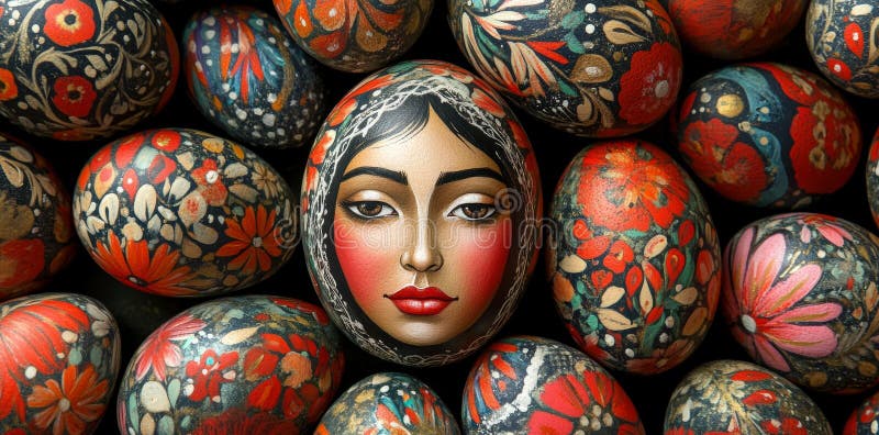 A Collection of Eggs in Assorted Colors Set on a Flat Surface, with One ...