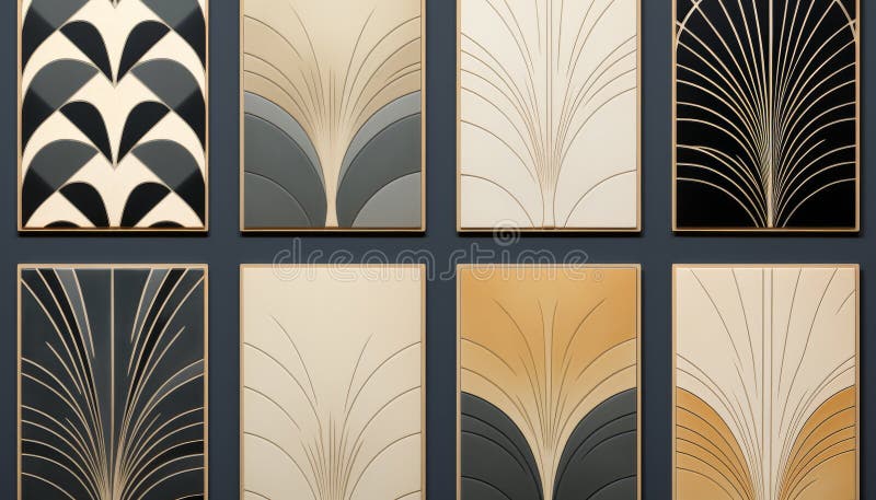 Collection of Eight Decorative Panels Arranged in a Grid. Stock Photo ...