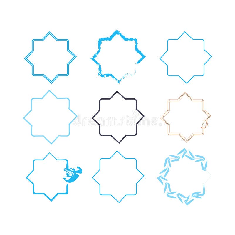 Collection of Eight Pointed Star Frames and Borders Stock Vector ...