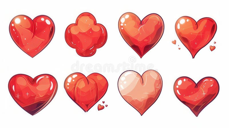 A Collection of Eight Red Heart Illustrations with Different Styles ...