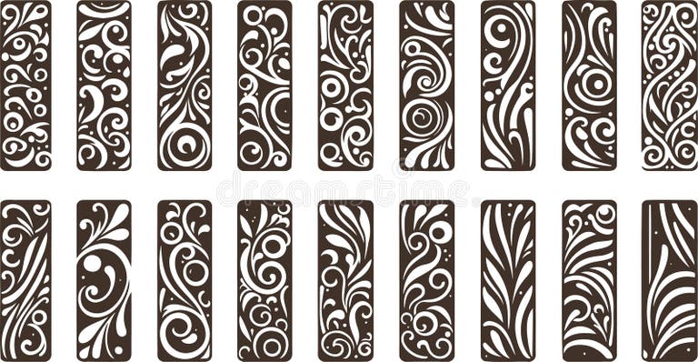 Collection of Eighteen Vertical Rectangular Brown Abstract Swirl ...