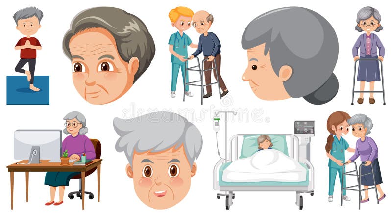 Collection of Elderly People Icons Stock Vector - Illustration of icon ...