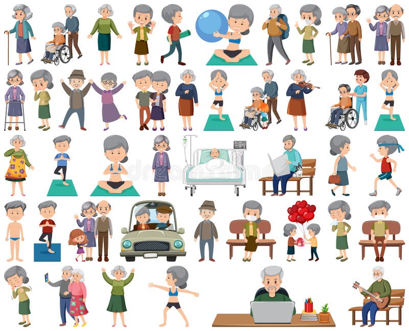 Collection of Elderly People Icons Stock Vector - Illustration of icon ...