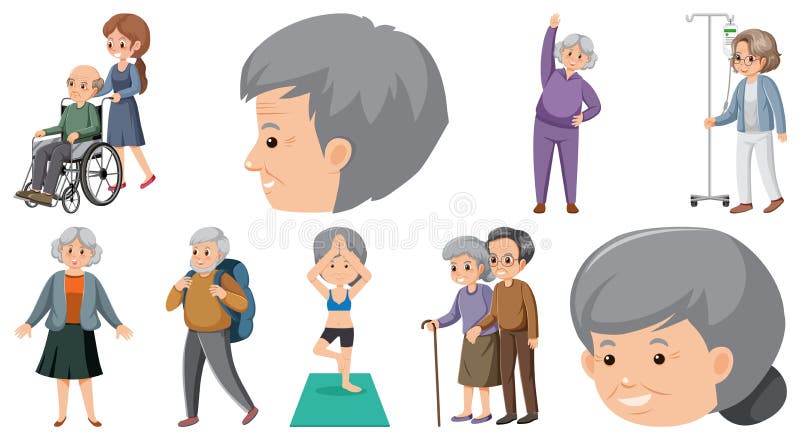 Collection of Elderly People Icons Stock Vector - Illustration of male ...