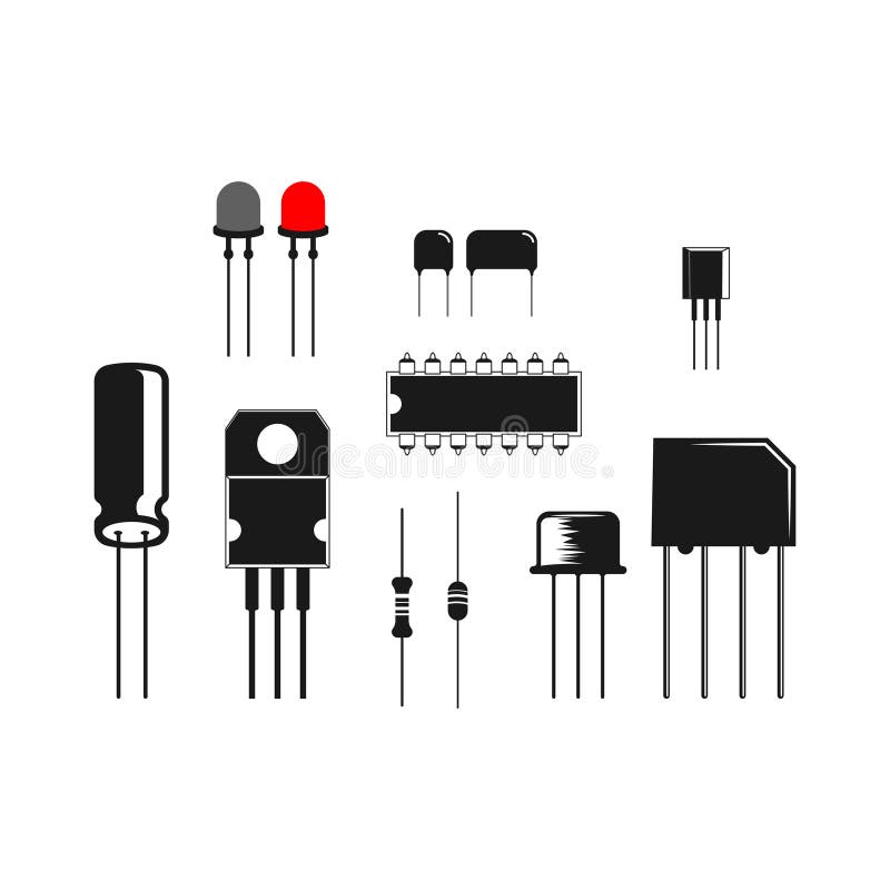 Collection of Electric Electronic Component Parts Icon Illustration ...