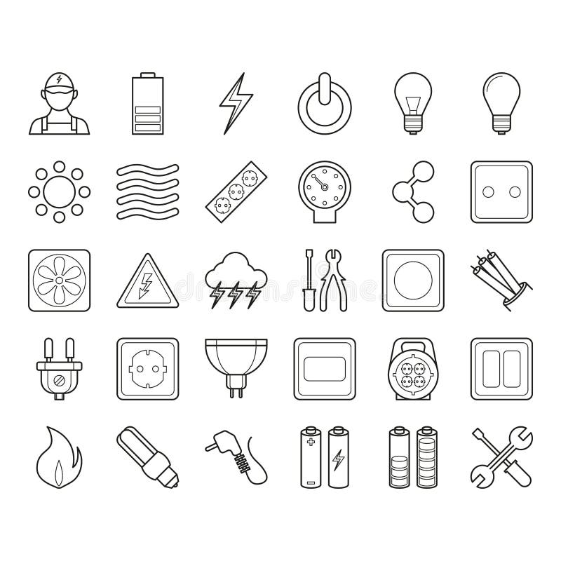 Electric icon set stock vector. Illustration of lamp - 257155436