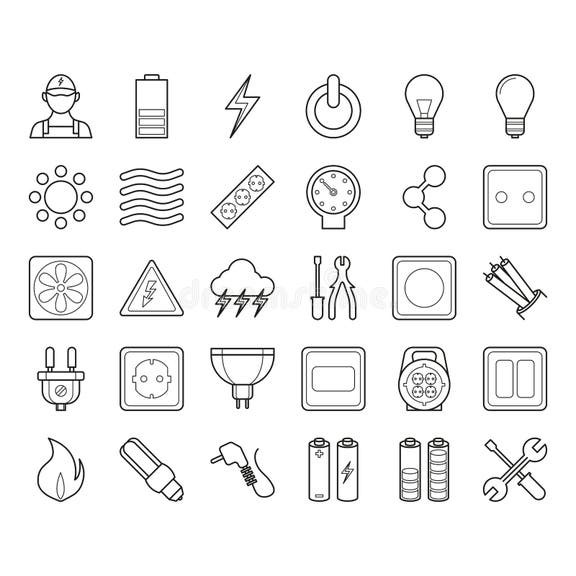 Electric icon set stock vector. Illustration of lamp - 257155436