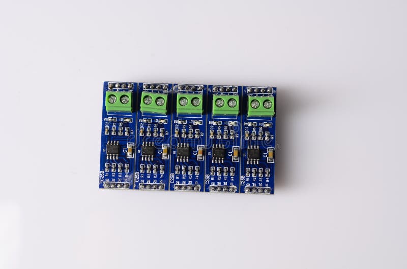 Collection of Electronic Components Isolated in White Stock Image ...