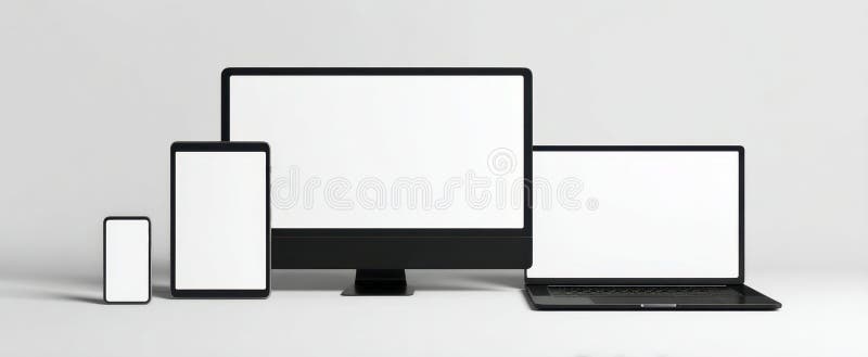 The Collection of Electronic Devices with Blank Screens for Mockup Presentations..AI Generated ...