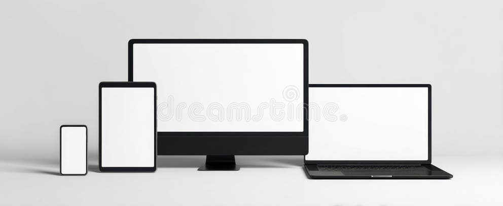 The Collection of Electronic Devices with Blank Screens for Mockup ...