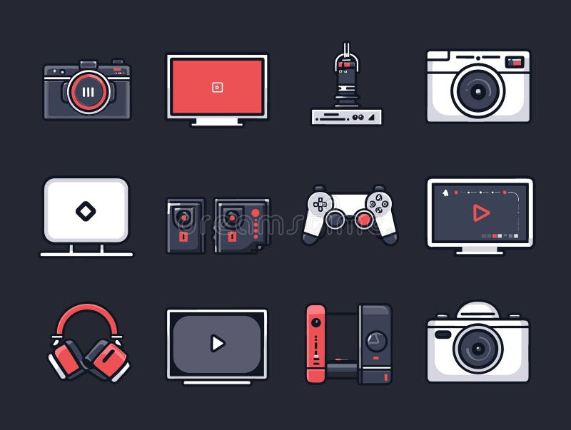 Collection of Electronic Devices Including a Camera, Television Stock ...