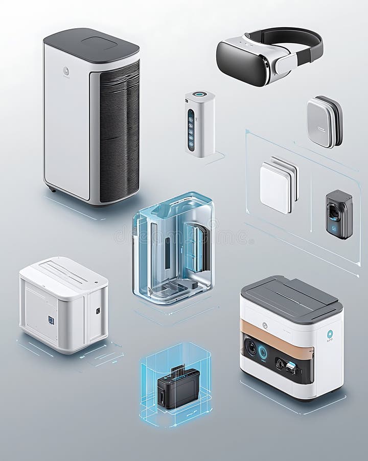 A Collection of Electronic Devices Including a Smart Speaker, a Smart ...