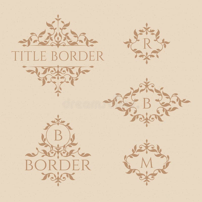 Set of Monogram Frames, Corners and Borders. Graphic Design Pages Stock ...