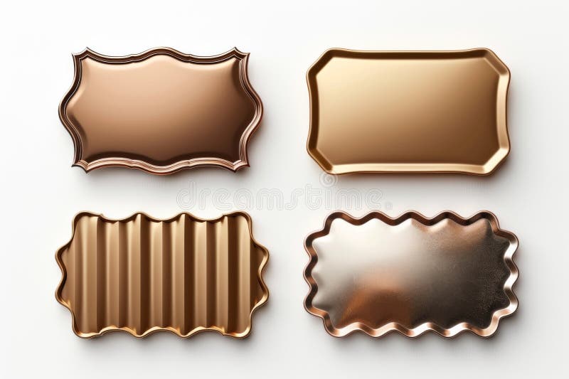 Collection of Elegant Bronze Plaques in Various Shapes on White ...