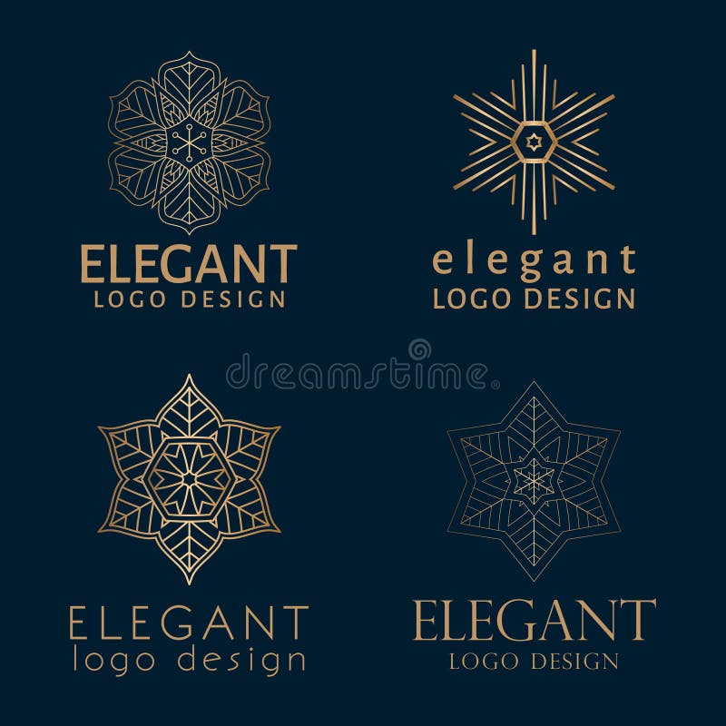 Collection of Elegant Logo Designs Stock Illustration - Illustration of ...