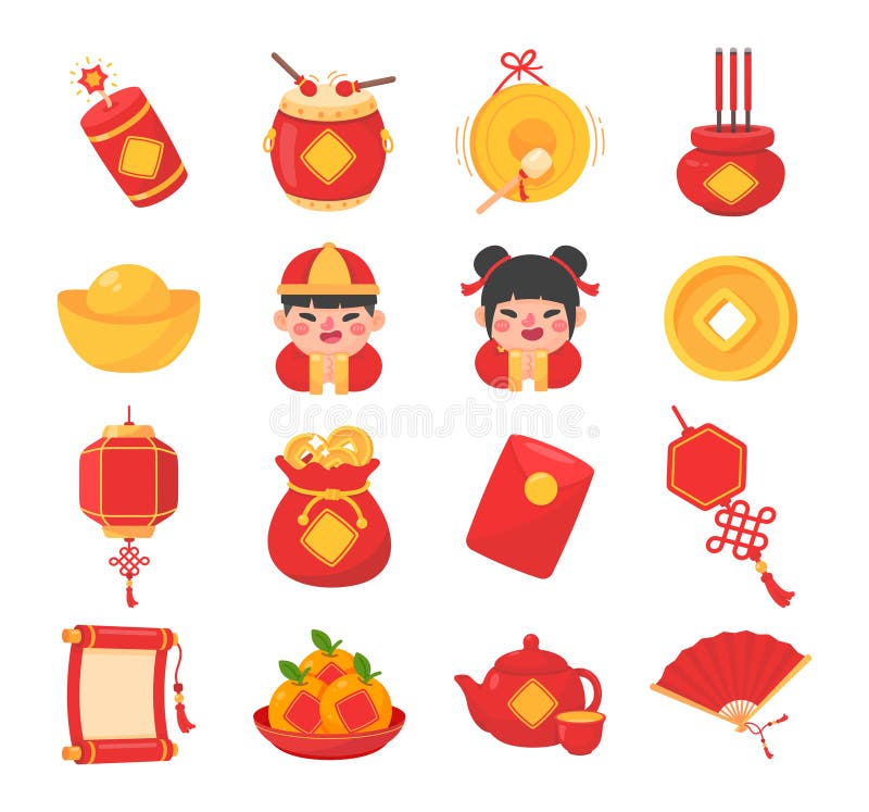 Collection of Elements for Chinese New Year Celebrations Stock Vector ...