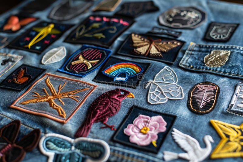 Collection of Embroidered Denim Patches Ready To Be Applied Stock Image ...