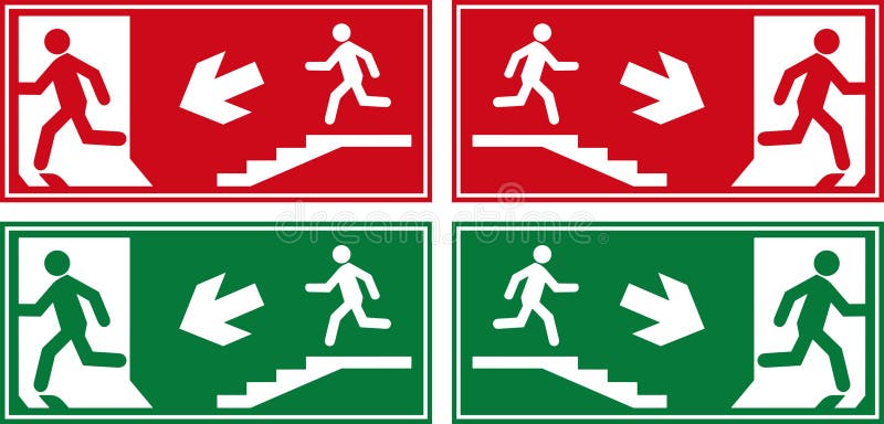 Collection Emergency Fire Exit Sign, Emergency Sign, Emergency Exit ...