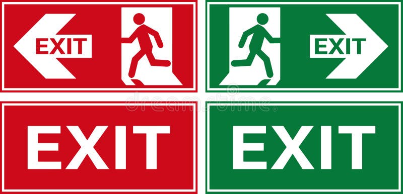 Collection Emergency Fire Exit Sign, Emergency Sign, Emergency Exit ...